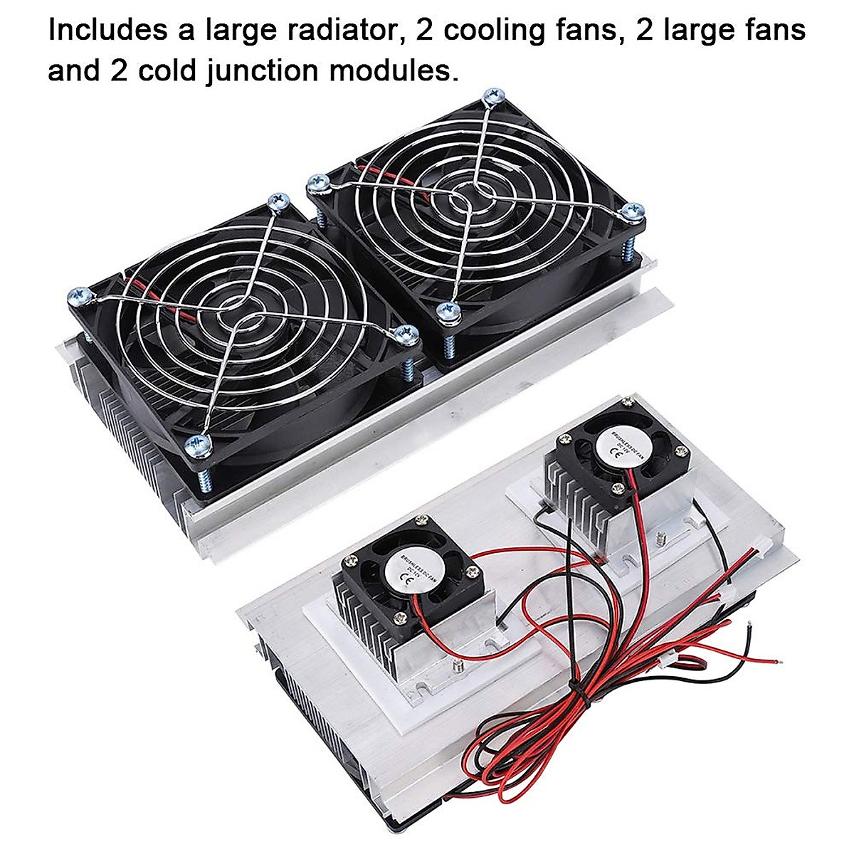 Thermoelectric Semiconductor Radiator Cooler Refrigeration Cooling Fan Heat Sink System Kit,2 Cooling Fans, 2 Large Fans and 2 Cold Junction modules