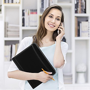 Leathario Portfolio Business Folder Padfolio A4 Writing Pad Document Organizer for Men Women Office Conference Notepad Clip Boards