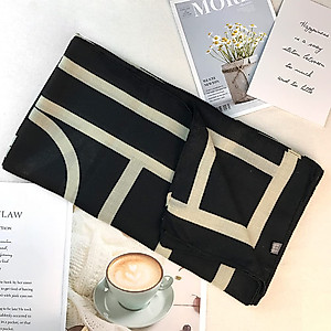 FINIZO Women's Scarves Lady Light Soft Fashion Solid Scarf Wrap Shawl for All Season (Black White)