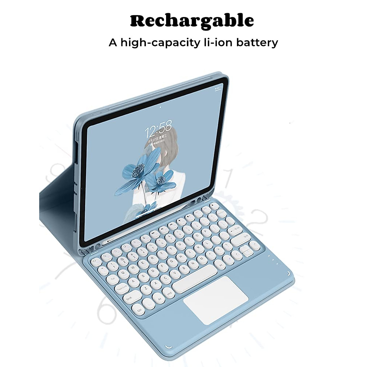 AnMengXinLing Galaxy Tab S8+/S8 Plus/S7 FE / S7 Plus Keyboard Case-Touchpad Detachable Keyboard with S Pen Holder Cover for 12.4 inch Galaxy Tab S8 Plus 2022/ S7 FE 2021/ S7+ 2020 Tablet, Blue
