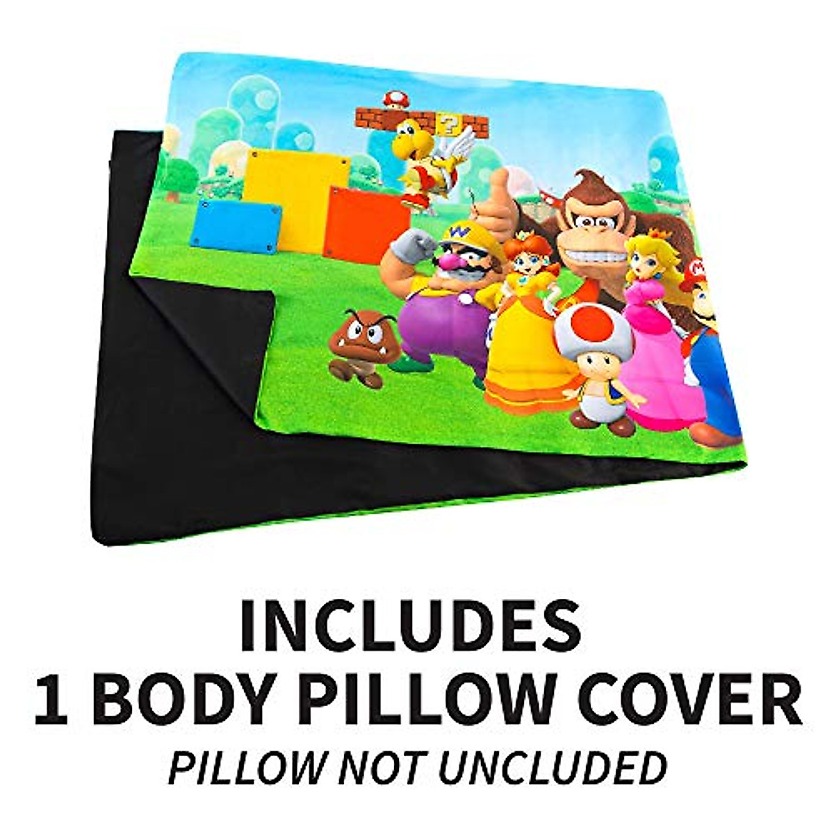 Franco Kids Bedding Super Soft Microfiber Zippered Body Pillow Cover, 54 in x 20 in, Super Mario