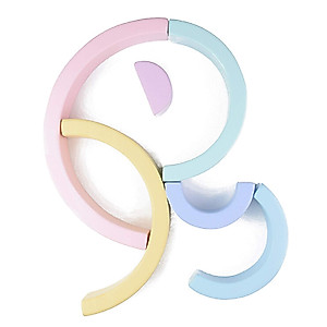 Wenini Wooden Rainbow Stacking Toy Large Nesting Puzzle Blocks Educational Learning Toys/Creative Colorful Building Blocks/Wooden Rainbow Arch Bridge (B)