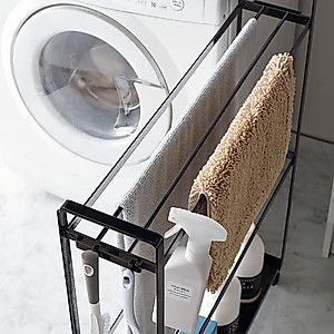 YAMAZAKI home 4293 Towel Rack and Bath Cart-Rolling Bathroom Storage Organizer, One Size, Black