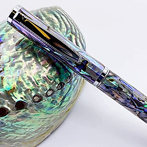 LACHIEVA luxury Handcrafted Sea Shell Abalone Metal Ballpoint Pen with Germany Schmidt P900M Refill, Best Gift for Writing (Blue and Black 2 Refills), Nice Pen Gift for Men & Women and Every Holidays