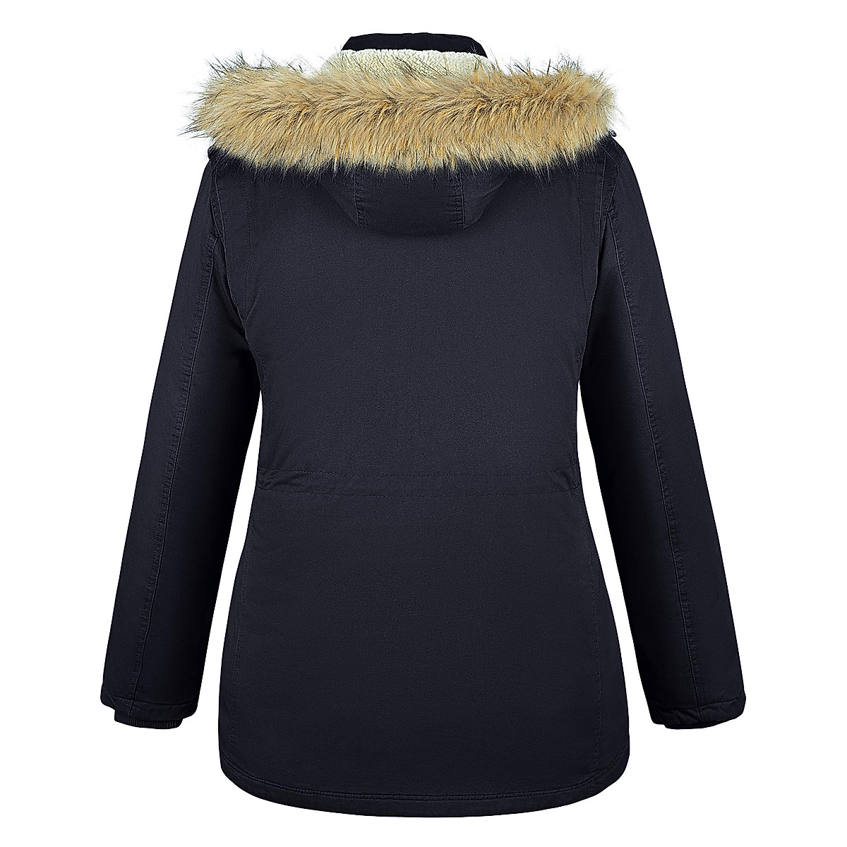 Soularge Women's Winter Plus Size Pure Cotton Coat with Detachable Hood(Navy,4X)