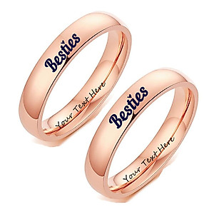 LiFashion Personalized Best Friends Ring for 2,3,4,5,Nameplates Custom Engraved Promise Band Relationship Stainless Steel Rings BFF Rings Friendship Jewelry Gift for Sister,Bridesmaid,Friends