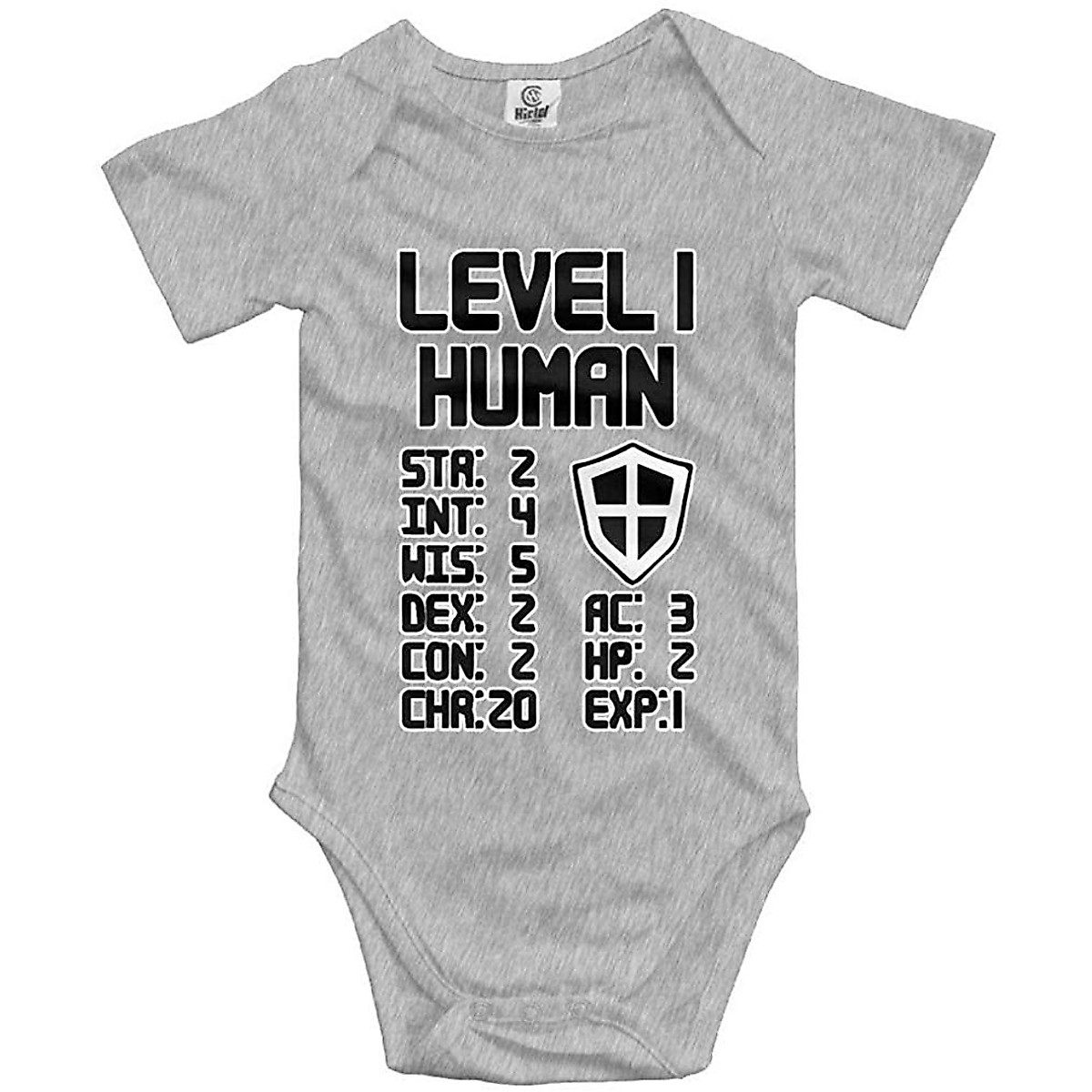 Level 1 Human Cute Toddler Rompers Video Game Themed Baby Short Sleeve Bodysuit Gray