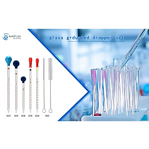 Thick Glass Graduated Dropper Pipettes with Caps Set of 5(1ml 2ml 3ml 5ml 10ml)