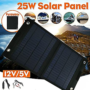 Amikadom #fM9a35 Portable Bi-Fold 25W Solar Panel Folding Solar Battery Electric Car Charger with Dc Plug 12V5V USB