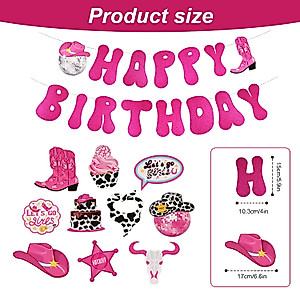 26pcs Cowgirl Birthday Party Decorations, Y2K Preppy Birthday Decorations Cowgirl Party Hanging Swirl Banner Decorations Bachelorette Party Decorations for Girls Women Cowgirl Theme Party (Pattern 1)