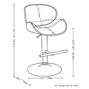 SIMPLIHOME Marana Mid Century Modern Bentwood Adjustable Height Gas Lift Bar Stool in Grey Linen Look Fabric, Curved, Swivel, Gas Lift Adjustable Height, Mid Century Modern Simple Assembly