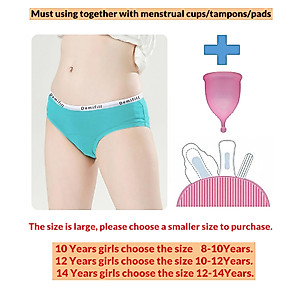Demifill Teen Girls Period Panties Juniors First Period Starter Underwear Soft Briefs 12-14Years
