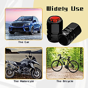 ZKFAR Pack-4 Skull Car Wheel Tire Valve Stem Caps, Universal Dust Proof Valve Stem Covers, Car Air Valve Caps Cover (Red)