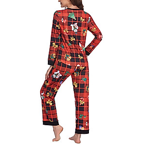 Ekouaer Women Button Up Pjs Sets Long Sleeve Sleepwear with Long Pants 2 Piece Henley Loungewear Set