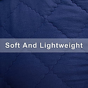 FLXXIE 4 Pieces Microfiber Toddler Bedding Set, Super Soft and Breathable Crib Sheet Set, Includes Quilted Comforter, Flat Top Sheet, Fitted Sheet, Envelope Pillow Case for Boys and Girls, Navy Blue