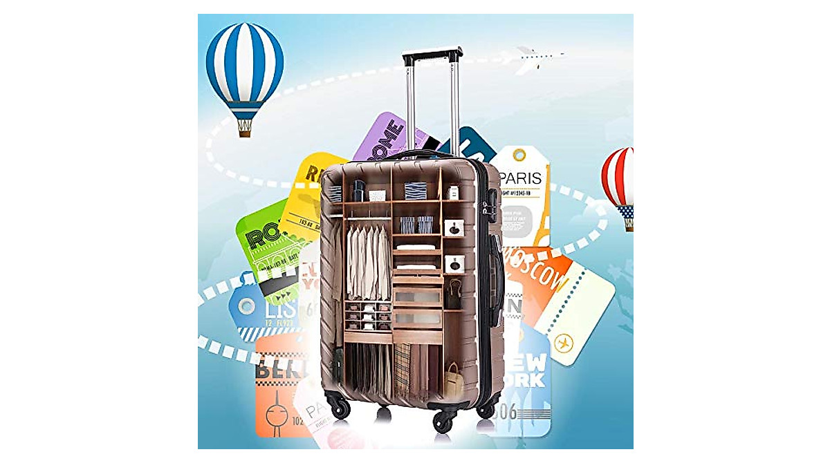 Apelila 5 Piece Hardshell Luggage Set – Stylish Travel in Champagne Gold