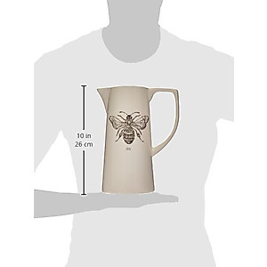 Creative Co-Op White Ceramic Pitcher with Bee Image