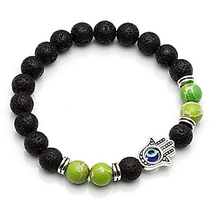 MILAKOO 7 Pcs Evil Eye Bracelet Lava Stone Beads Essential Oil Diffuser Bracelet for Men Women