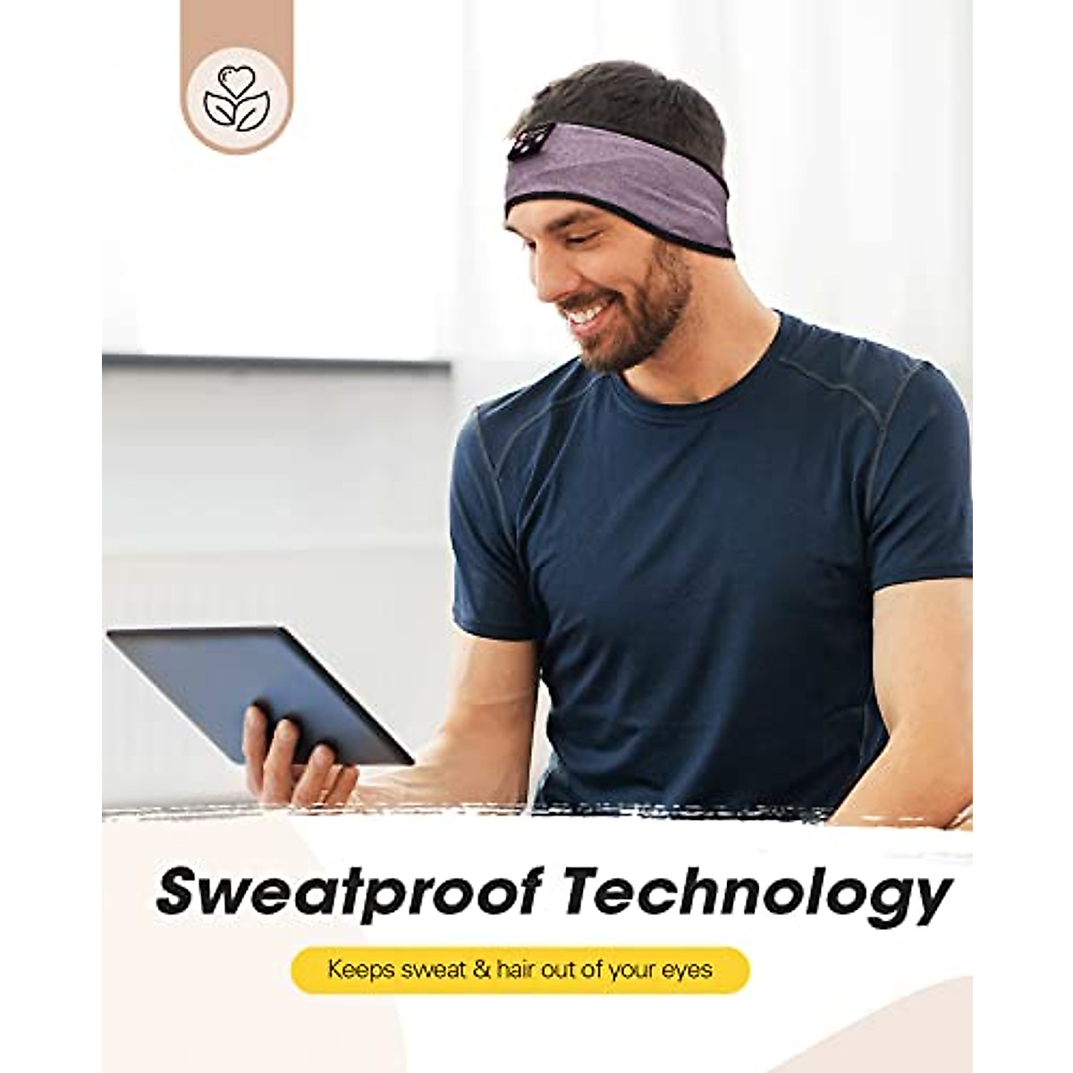 Perytong Sleep Headphones Bluetooth Headband Sleeping Headphones Bluetooth Sports Headband Built-in Thin Speakers | Comfortable for Slipping Running Yoga Side Sleepers Travel | Gift for Women Wen
