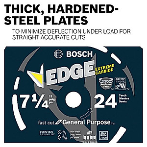 BOSCH DCB1024 10 In. 24 Tooth Daredevil Table and Miter Saw Blade Fast Ripping,Blue