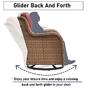 moosprr Swivel Rocker Patio Chairs：2 Pieces Patio Swivel Rocker Chair with Wicker Armrests Patio Swivel Rocking Chairs Outdoor Swivel Rocker Patio Chairs