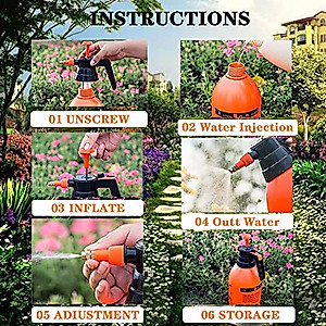 ANPTGHT 2 PCS Garden Pump Sprayer, 0.5Gallon/68oz Hand-held Lawn Pressure Spray Bottle &Adjustable Nozzle for Spraying Watering/Home Cleaning/Car Washing (Orange)