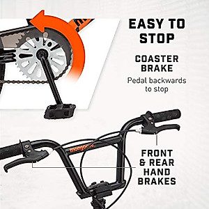 Mongoose Switch Kids BMX Bike, Boys and Girls Bicycle Ages 5-8 Years, 18 Inch Wheels, Bike with Training Wheels, Low Stand Over Frame, Foot and Hand Brakes,Black