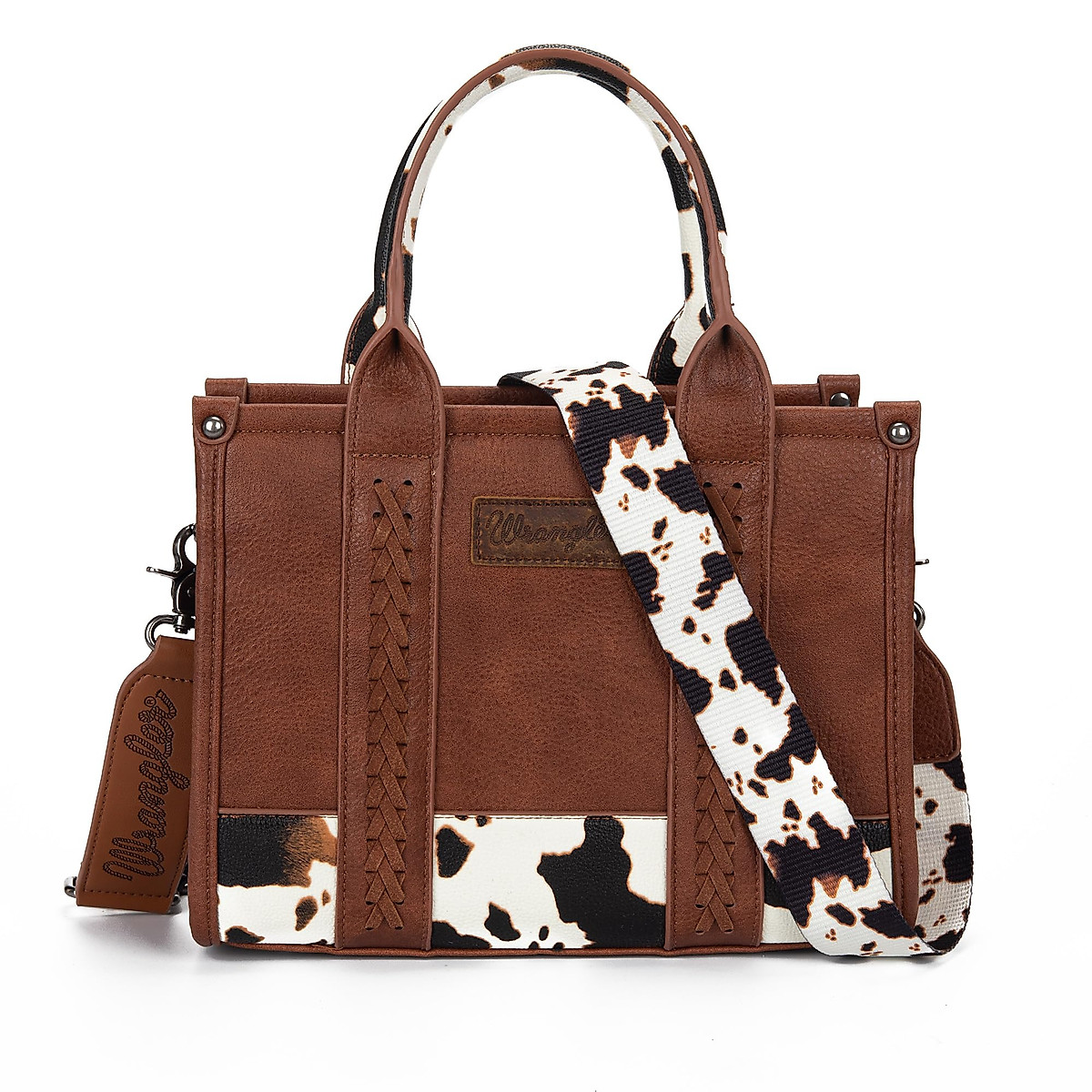 Montana West × Wrangler Tote Bag for Women Small Crossbody Bags Cow Print Satchel Top Handle Purse with Strap WG102-8120SBR