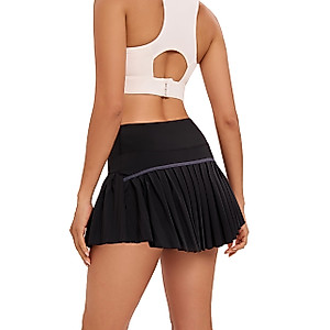 Yknktstc Women Tennis Skirt with Pocket Pleated Golf Skirt Workout Running Athletic Skort Small Black