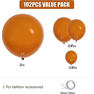 102Pcs Burnt Orange Balloons Garland Dark Orange Balloon Arch Kit Different Sizes 18 12 10 5 Inch Matte Latex Ballons For Thanksgiving Boho Baby Shower Harvest Halloween Fall Party Decorations