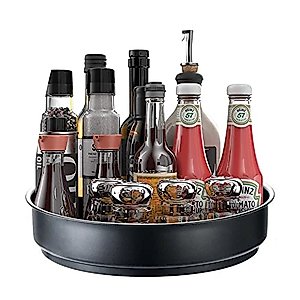 Lazy Susan Organizer Lazy Susan Turntable for Cabinet, 9.84 inch Stainless Steel Spice Rack Trays Storage for Kitchen Bathroom Pantry Cabinet Cupboard Table Organization, Black