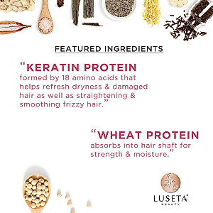 Luseta Keratin Shampoo and Conditioner Smooth and Hydrate Dry Damaged Hair Great for Color Treated Hair Sulfate Free and Gluten Free1.01 Fl Oz×2