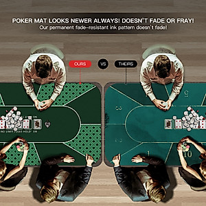 YUZPKRSI 70 x 35 Inch Poker Mat, 8 Players Texas Hold'em Poker Rubber Mat Poker Topper for Tables, Folding Portable Poker Table Top Layout w/Carrying Bag for Poker Games, Blackjack, Casino