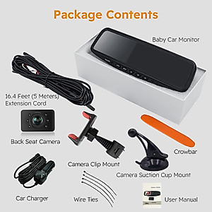 Baby Car Mirror Monitor, VECLESUS 1080P HD Rear Facing Baby Car Camera with 4.3” Baby Car Monitor, Easy Installation Baby Car Back Seat Camera for Baby Car Travel Safety for Car, SUV, Pickup