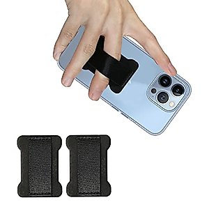 WUOJI Cell Phone Finger Grip Strap Holder for Hand, Phone Grip Compatible with Most Smartphones,Universal Cell Phone Grips Band Holder for Back of Phone - 2Pack(Black)