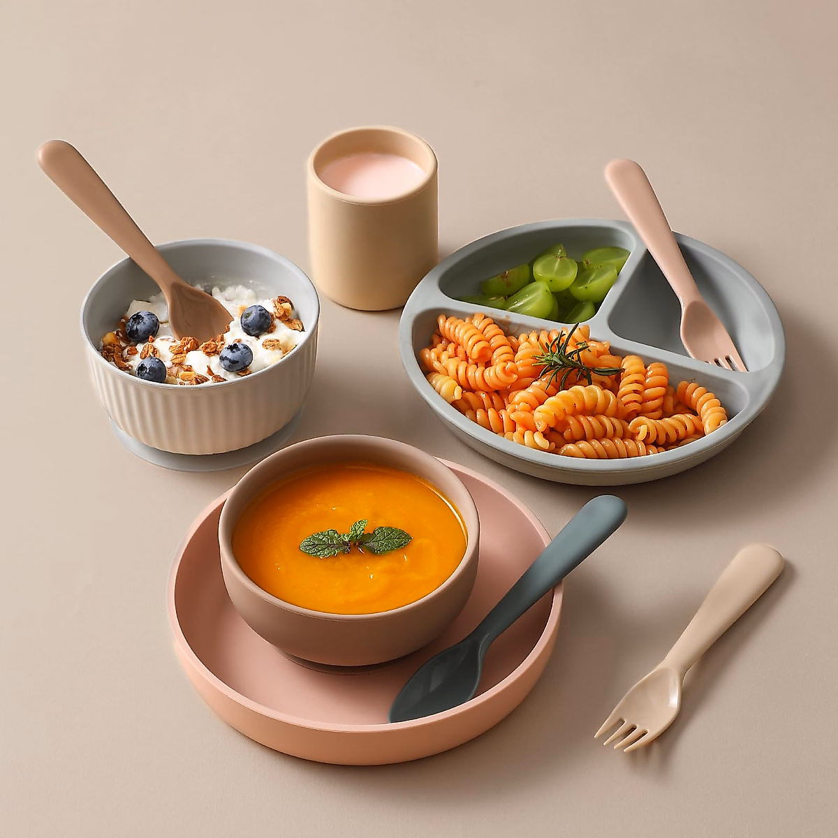 12 Pieces Toddler Utensils Set, Plastic Spoons and Forks Set for Kids, Children Safe Flatware, Plastic Reusable Cutlery, BPA Free, Dishwasher Safe