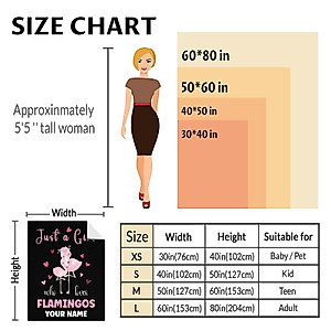 Personalized Flamingo Blanket Gifts with Name - 40x50 Inches Cute Throw Blanket for Women & Girls - Black Soft Fuzzy Blankets for Bed, Couch & Living Room
