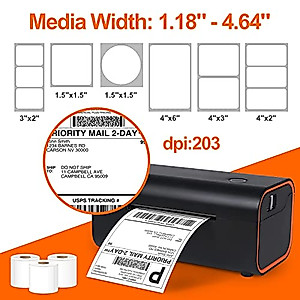 Thermal Shipping Label Printer - Direct Thermal High Speed Printer - Compatible with Amazon, Ebay, Etsy, Shopify - 4×6 Label Printer Multifunctional Printing - Compatible with Windows/Mac OS