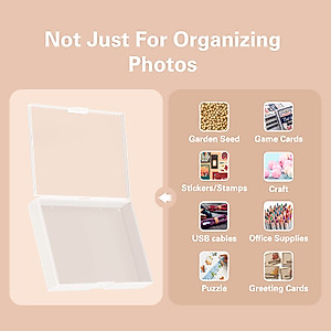 iBune Large 4x6 5x7 Photo Storage Box, 16 Inner Photo Cases Store up to 1800 Pictures, Photo Organizer with Zipper Cloth Bag, Cards Craft Keeper with Handle for Photo Cards Seed Storage, White
