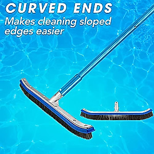 Pool Brush, 6.7FT Swimming Pool Brush, Pool Accessories, Pool Brush Head for Inground Pools, Pool Scrub Head, Pool Brush with Pole for Inground, Swimming Pool, Walls, Tiles