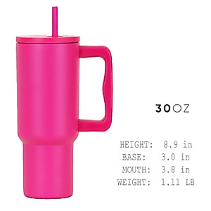 HIZEE 30 oz Tumbler with Handle and Straw,Reusable Stainless Steel Water Bottle Travel Mug Cupholder Friendly,Keeps Cold for 34 Hours, Gifts for Women Men Him Her(pink)