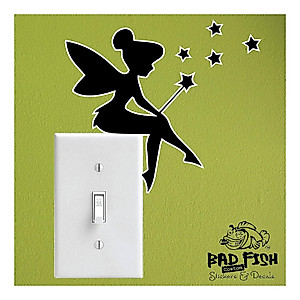 Bad Fish Custom Decals 0105-2 Pack Sticker Card Lightswitch Vinyl Decal Sticker Tinkerbell Fairy – for Light Switch, outlets or Any Ledge - Wall, Vehicle, Computer, Home Decor, Bedrooms or Nursery