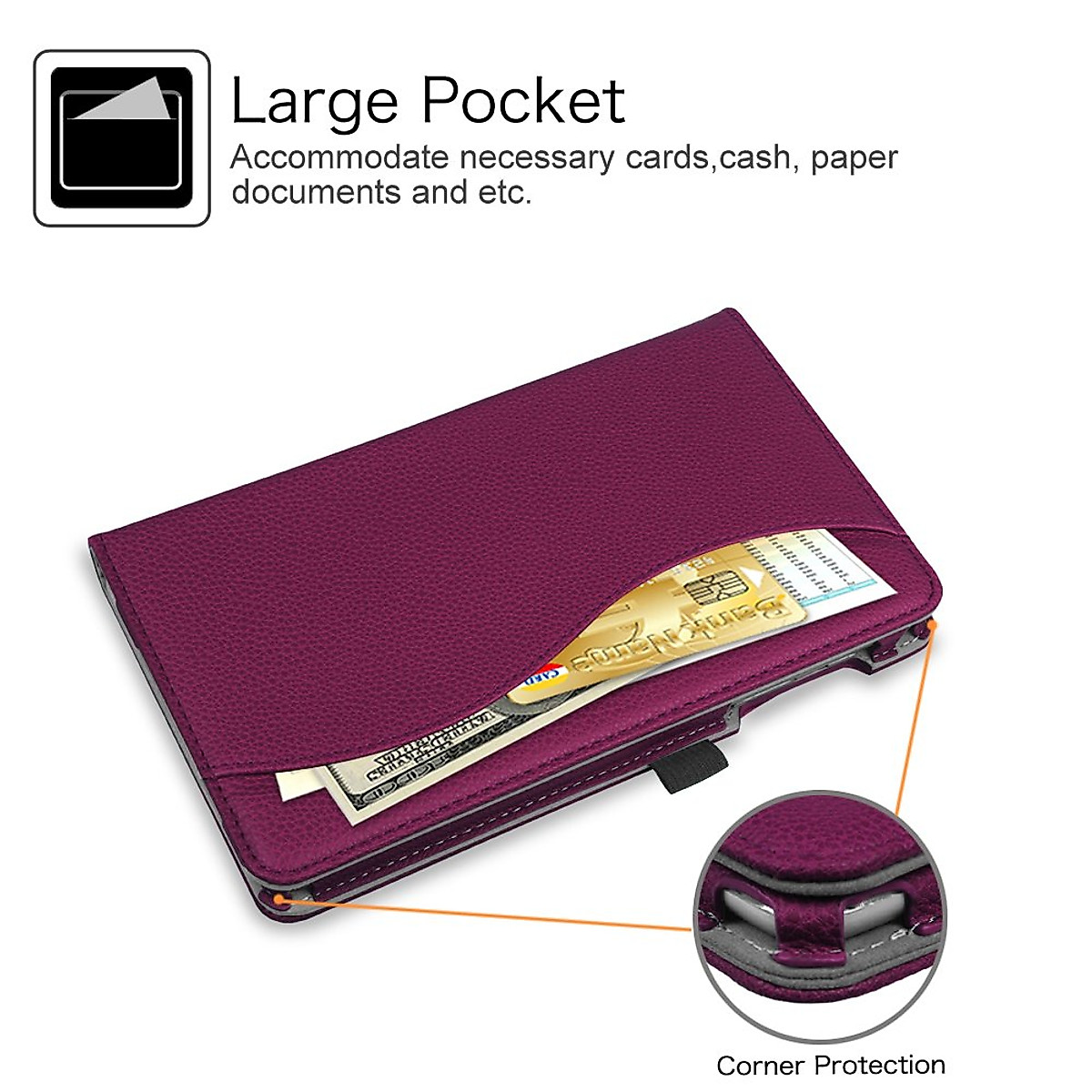 Fintie Case for Samsung Galaxy Tab E 8.0, [Corner Protection] Multi-Angle Viewing Stand Cover with Pocket for Galaxy Tab E 32GB SM-T378 / Tab E 8.0-Inch SM-T375 / SM-T377 Tablet, Purple