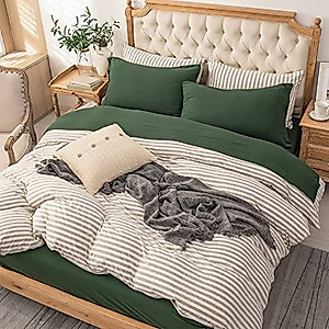 PURE ERA Jersey Knit 4pc Bed Sheet Set 100% T-Shirt Cotton Super Soft Comfy Breathable Fits Mattress Up to 20" Extra Deep Pocket (Solid Forest Green, Queen)