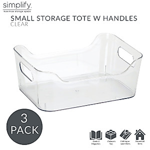 Simplify 3 Pack Small, Super Clear Storage Tote Bin