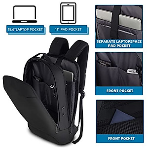 KINGSLONG 15.6-16 inch Slim Laptop Backpack for Men,Lightweight Waterproof Travel Computer Bag with USB Port Black