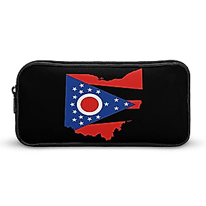 Flag of The Ohio State Flag Pencil Case Stationery Pen Pouch Portable Makeup Storage Bag Organizer Gift