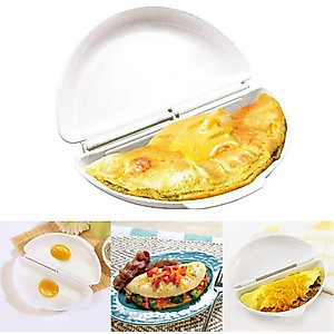 YYYFEI Easy Egg Breakfast Set,Microwaveable Microwave Omelet Pan and 2 Cavity Egg Poacher Set BPA Free Plastic Quick Egg Maker