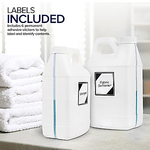 Stock Your Home 64 oz Plastic F-Style Half Gallon Jugs with Labels (3 Pack) - Child Proof Leak Resistant Caps - Impact Resistant Plastic Jugs for Commercial or Restaurant Use - Adhesive Stickers