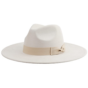 Pro Celia Big Wide Brim Fedora Hat for Women Large Felt Panama Rancher Hat (Ivory)